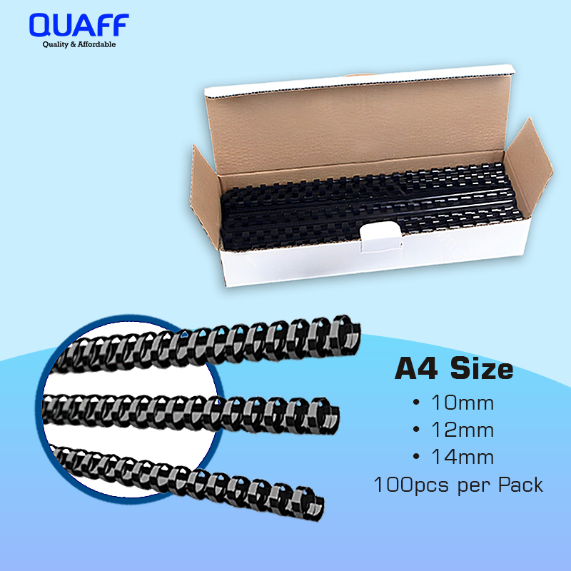 QUAFF Plastic Binding Rings Black A4 Size (100 pcs per pack) For Comb ...