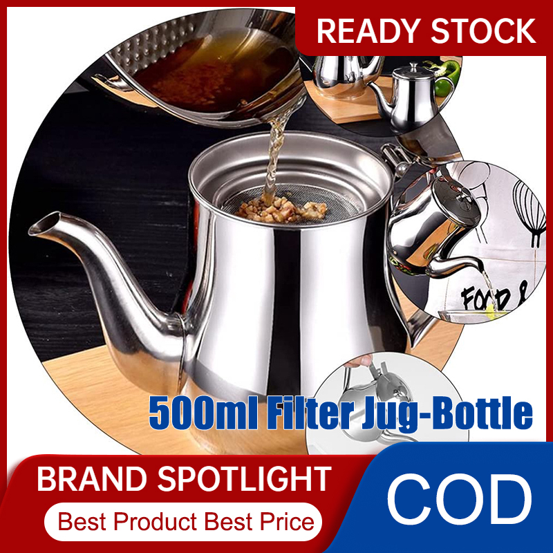 1500ml Stainless Steel Oil Filter Pot Container Filter Tank Capacity ...