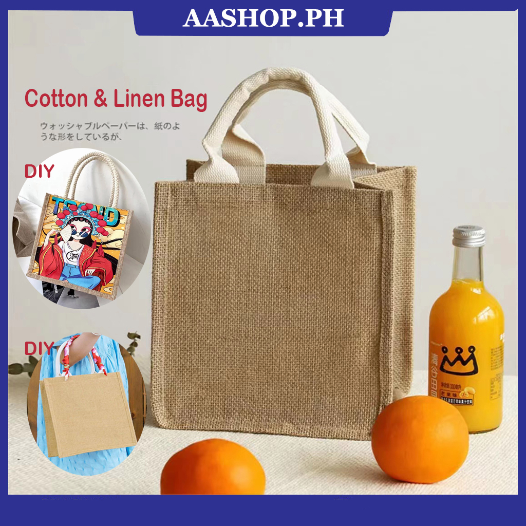 lunch bag Burlap Jute Bags Jute Totes with Handle for Shopping Wedding ...