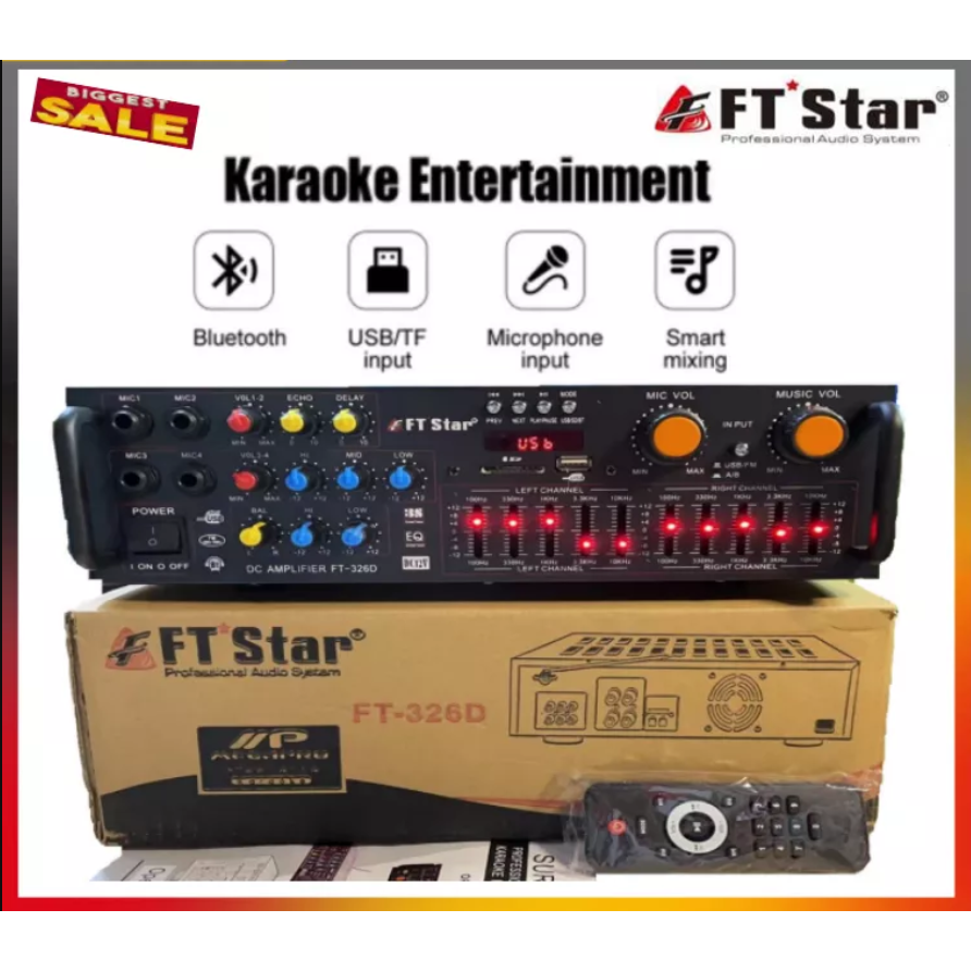 Megapro FT STAR 300 Watts 2 Channel Amplifier With Mixer Equalizer Usb ...