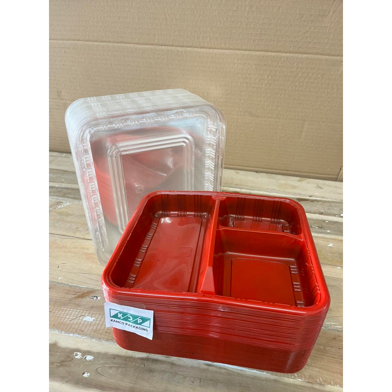 Bento Box 3,4&5 Division Red w/ lid (50's) | Shopee Philippines