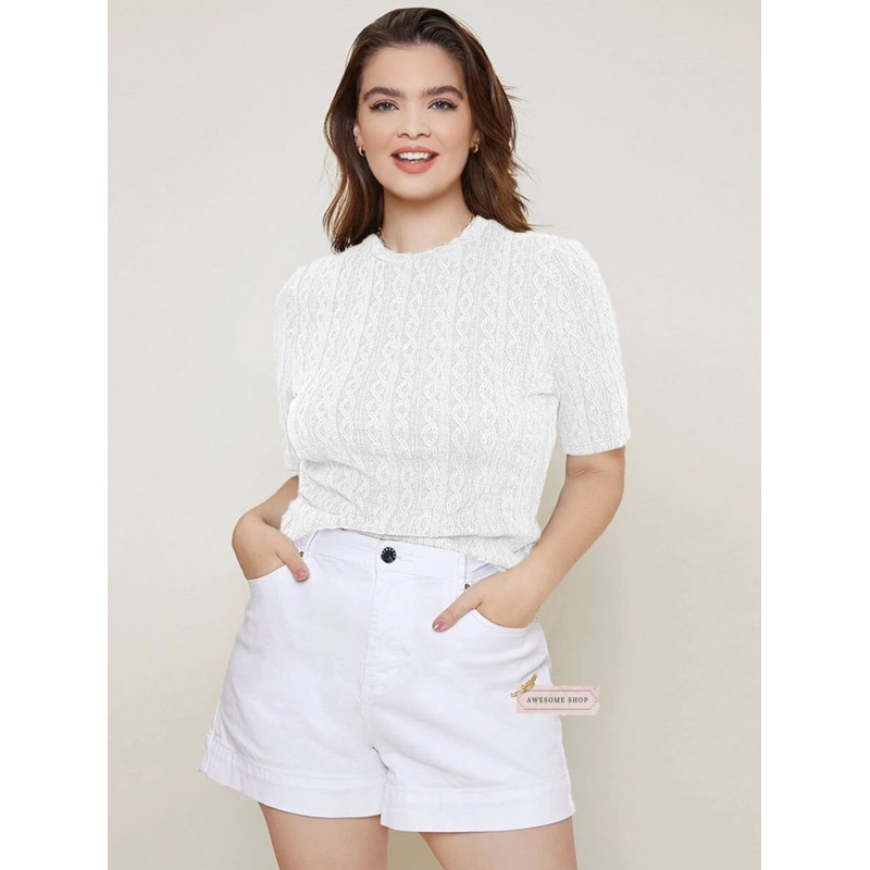 AWESOME PLUS SIZE Basic Fashion Textured Knit Tee 31127# | Shopee ...