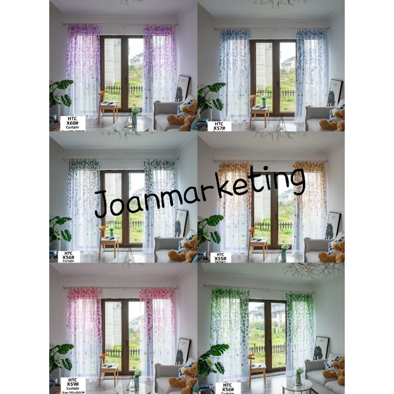 Home Door Window Curtain Leaves Design Sheer Panel Curtain Screens ...