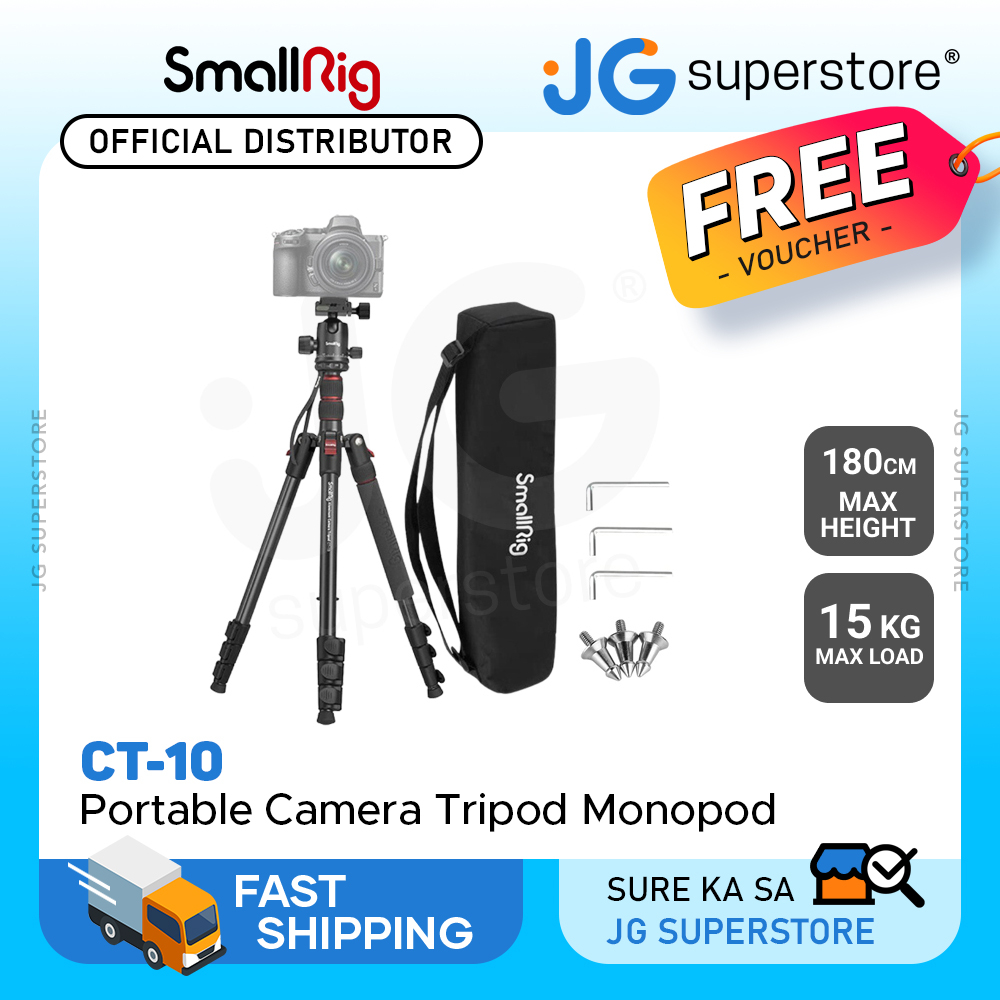 SmallRig CT-10 / CT-20 Lightweight 4-Section Aluminum Travel Tripod Monopod with15kg Load ...
