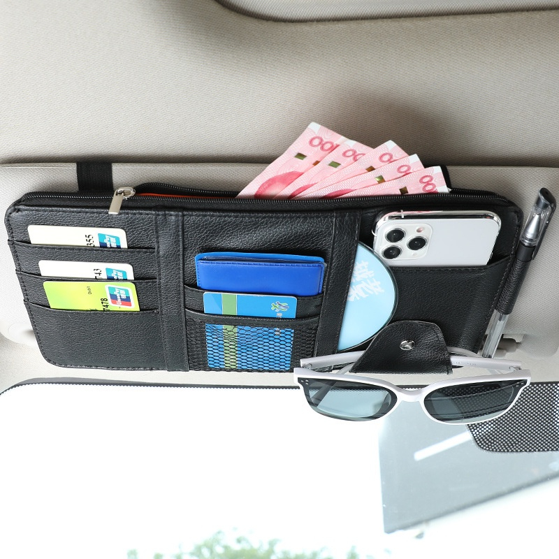Car Sun Visor Organizer Card Holder Storage Box Car Accessories Car ...