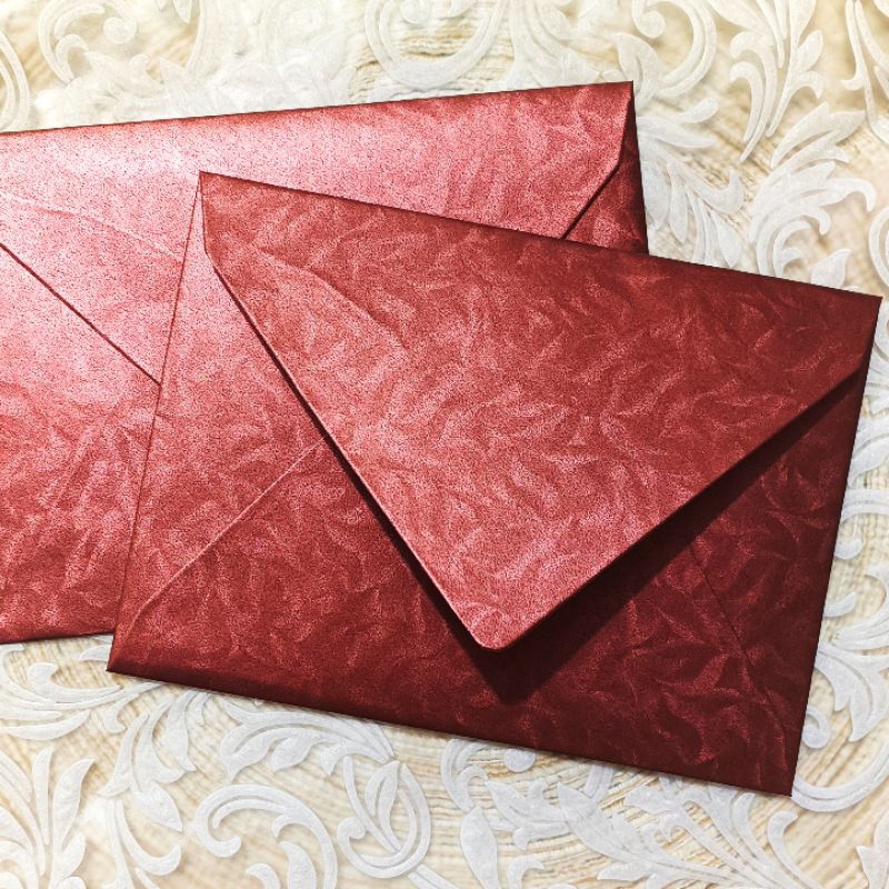 Maroon (10pcs) ON-HAND‼️ Baronial Envelope | Imitlin Buckram Plus 5R ...
