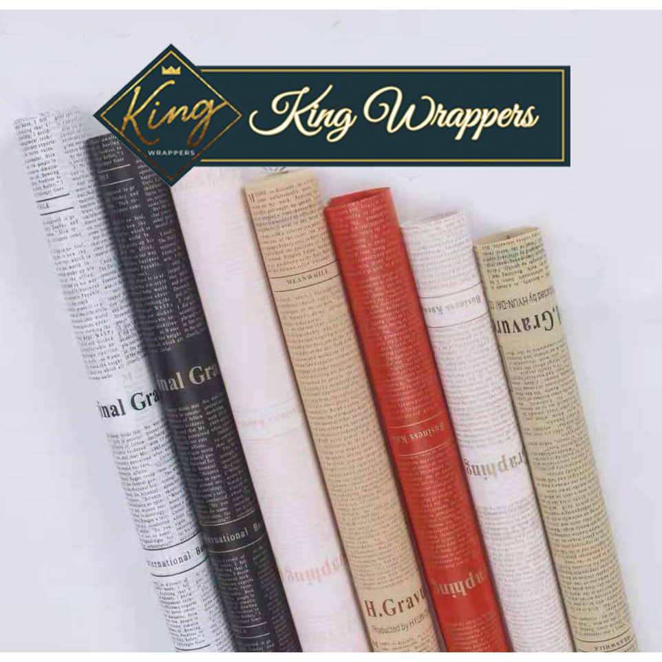 20pcs per pack Singe Tone Newspaper Design Flower Bouquet Wrapper ...