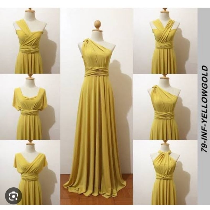 YELLOW GOLD Infinity Dress with Attached Tube Kids - Adult | Shopee ...