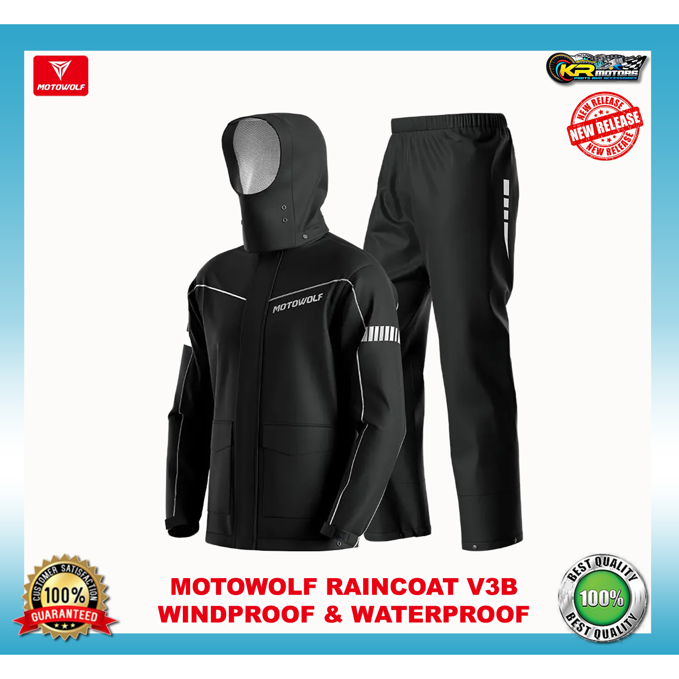 Motowolf Raincoat V3B / Rain Coat V4 - Improved Rainwear, Jacket ...