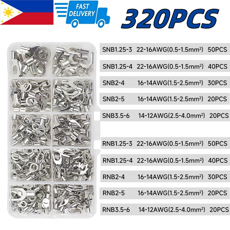 320 pcs crimping terminal and pliers splicing terminal kit cold pressed ...