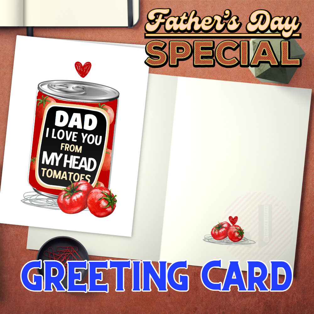 DAD I Love You from my Head TOMATOES | Father's Day cute card | Happy ...