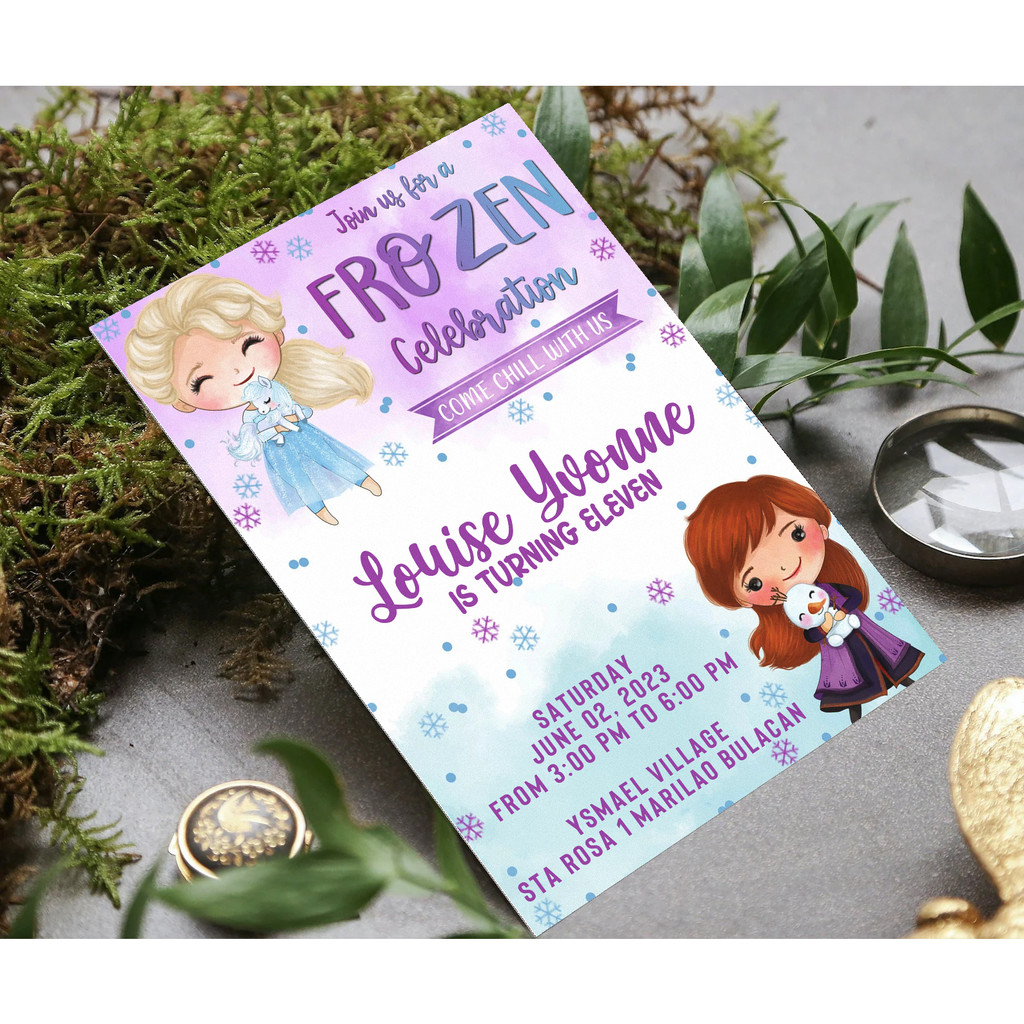 10 pcs Flat Invitation Card Frozen Theme | Frozen Flat Invitation Card ...