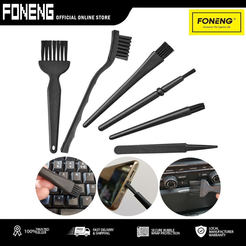 6 In 1 Portable Black Keyboard Cleaning Brush Kit Small Computer Dust ...