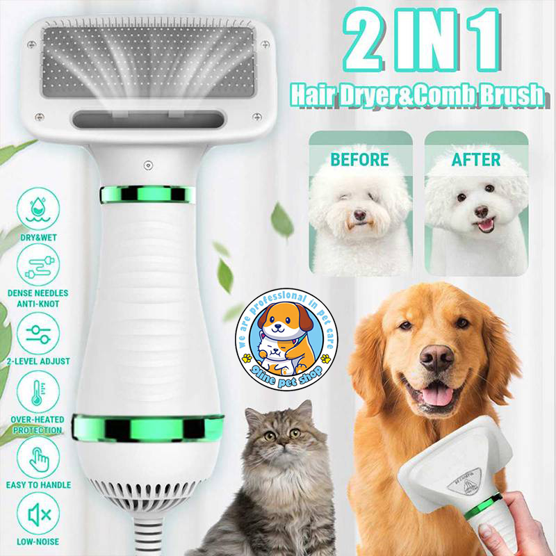 2 In 1 Portable Pet Dryer Dog Hair Dryer & Comb Pet Grooming Blower ...