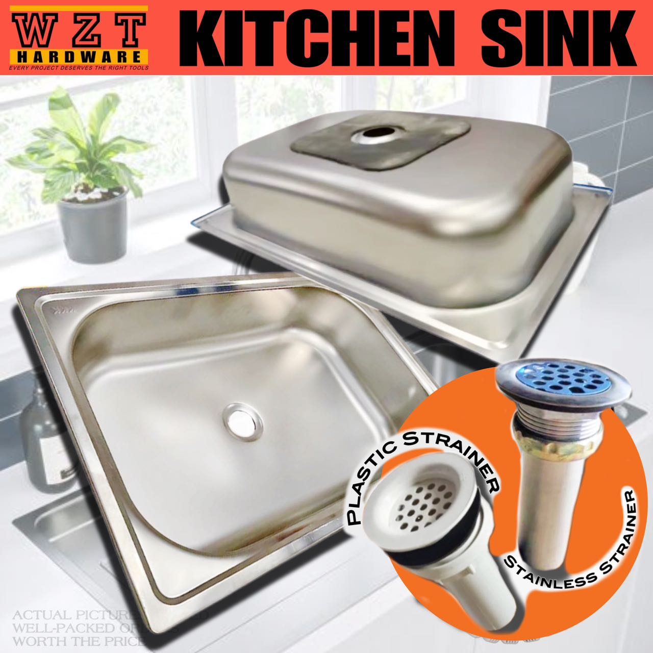 KKK SUS-304 Stainless Steel Kitchen Sink Single Bowl / With Filter ...