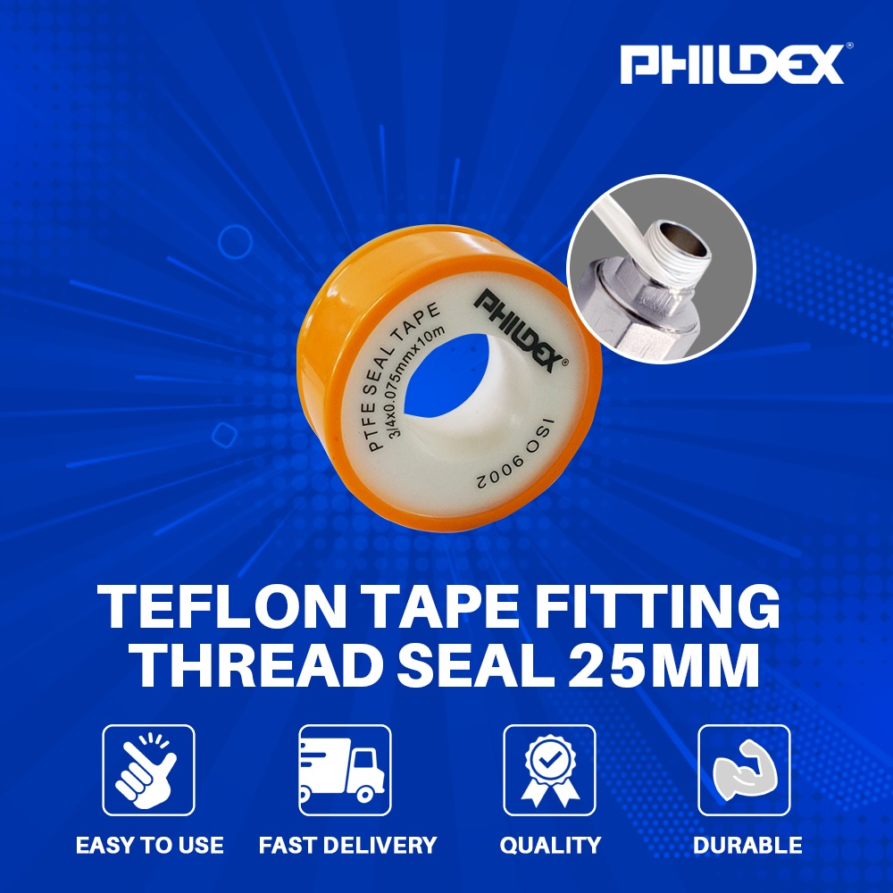 PHILDEX TEFLON TAPE 1/2" AND 3/4" | TAPELON TAPE FITTING THREADED SEAL ...