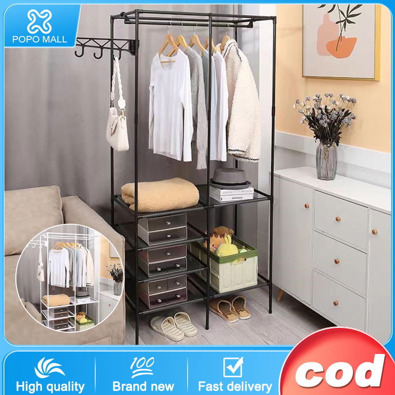 Clothes Storage Rack Hanging Wardrobe Hanger Rack Bedroom Hanger ...