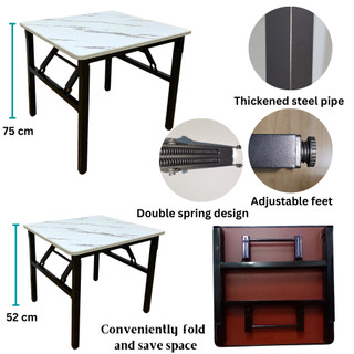 FOLDABLE/FOLDING SQUARE TABLE (60x60, 80x80) WITH METAL LEGS (MARBLE ...