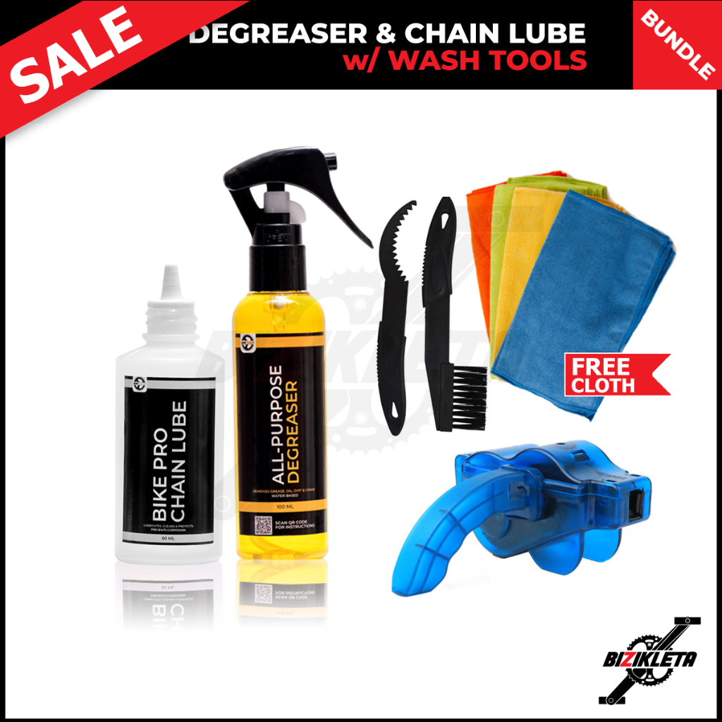 Bike Degreaser 100ml, Chain Lube 60ml, Chain Cleaner & Cogs Brushes(BUNDLE) - Bike/Bicycle ...