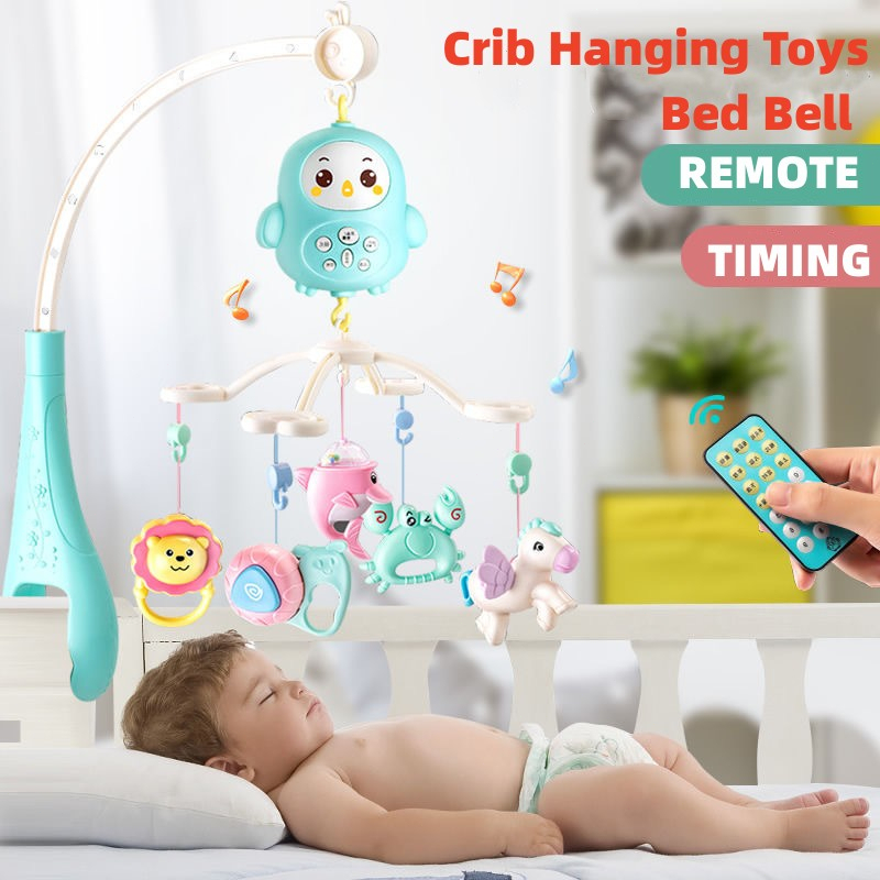 Crib Toys Hanging with Music Baby Bed Bell Remote Control Light ...