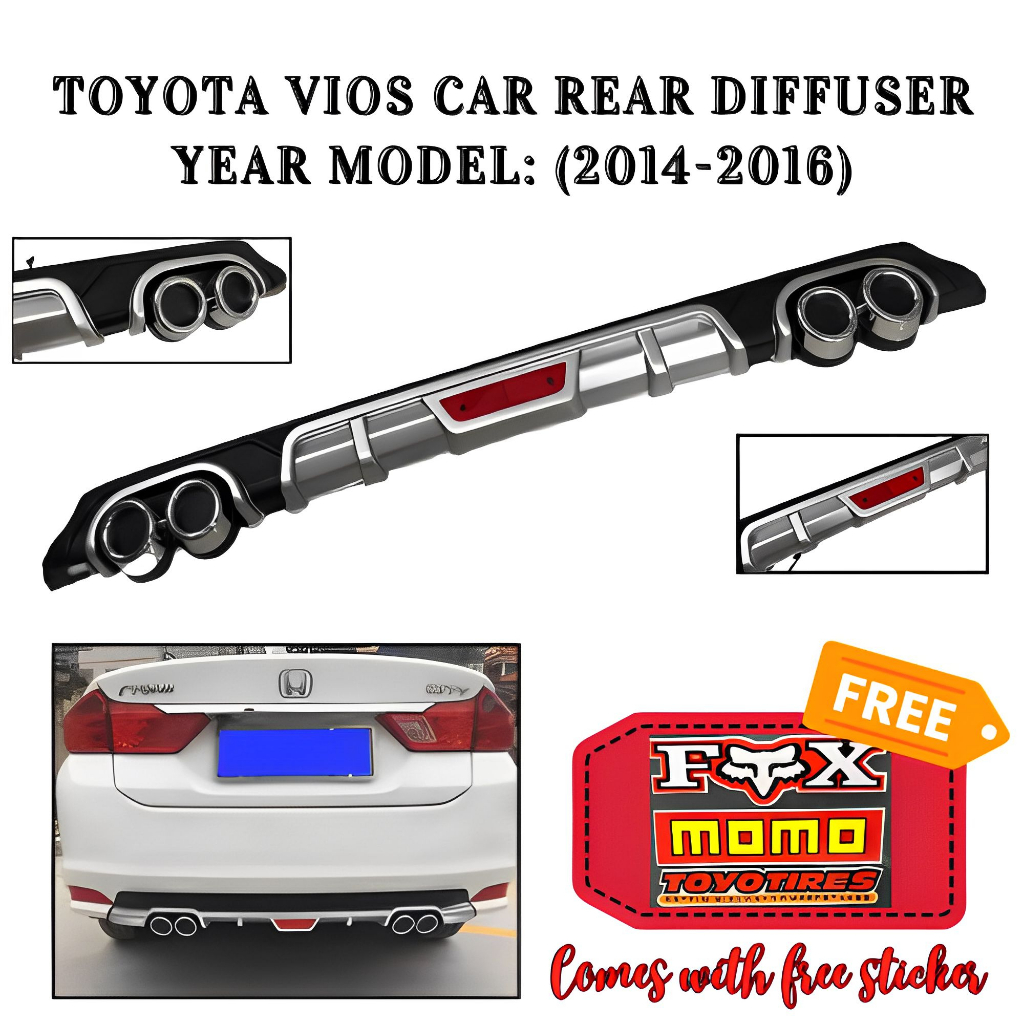 OAPC 2014 2015 2016 TOYOTA Vios Silver Car Rear Bumper Diffusers Lip ...