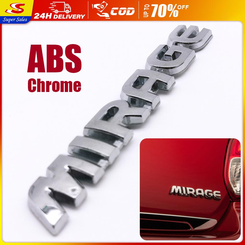 【SuperSales】ABS Chrome MIRAGE Letter Logo Car Rear Trunk Emblem Badge ...