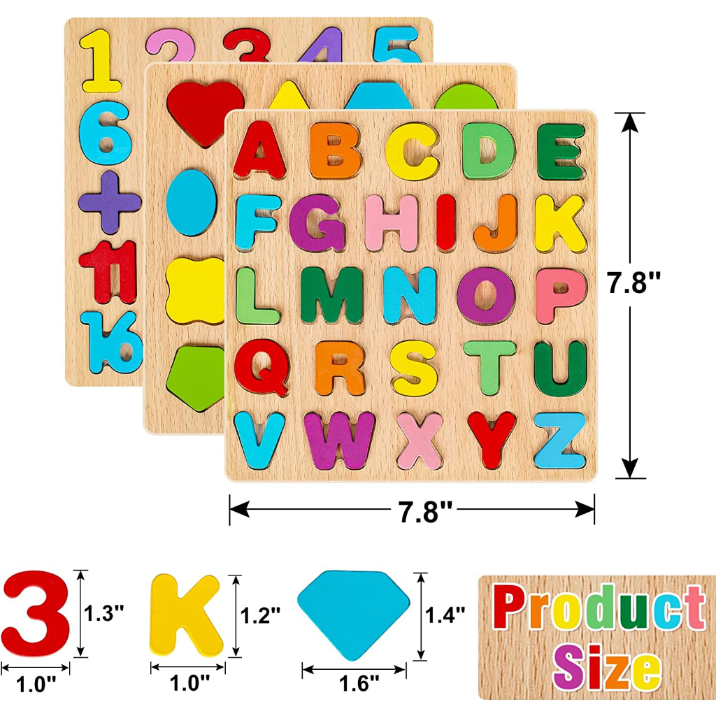 iBaby ABC Alphabet Digital Puzzle Wooden Toys Kid Number Letter shape ...