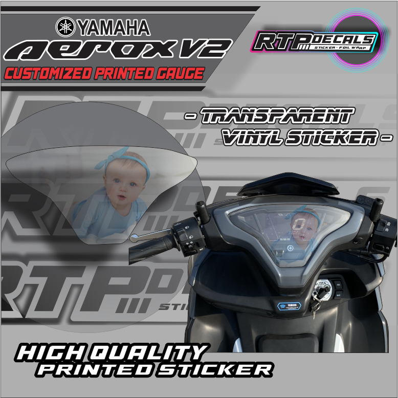 YAMAHA AEROX V2 CUSTOMIZED PRINTED PANEL GUAGE TRANSPARENT VINYL ...