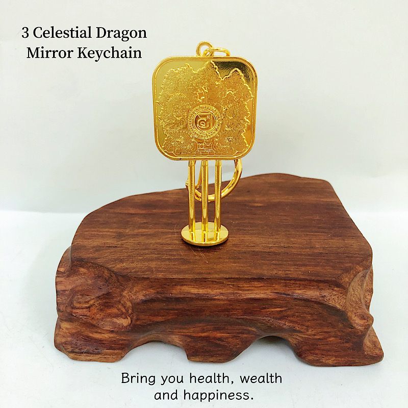 Fengshui 3 Celestial Dragon Mirror Keychain Amulet | Shopee Philippines