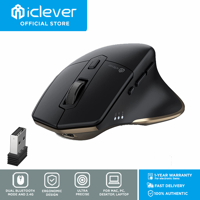 iClever Bluetooth Mouse, Rechargeable Ergonomic Mouse, Wireless Mouse ...