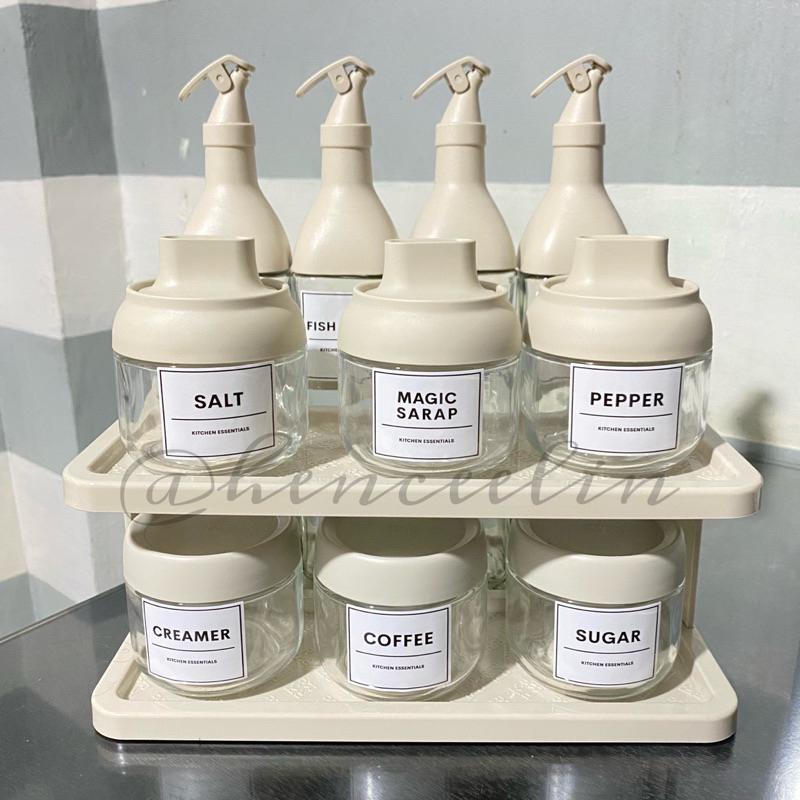 CKS 11 pieces Condiment Bottle Set with Storage Jar Rack Oil Vinegar ...