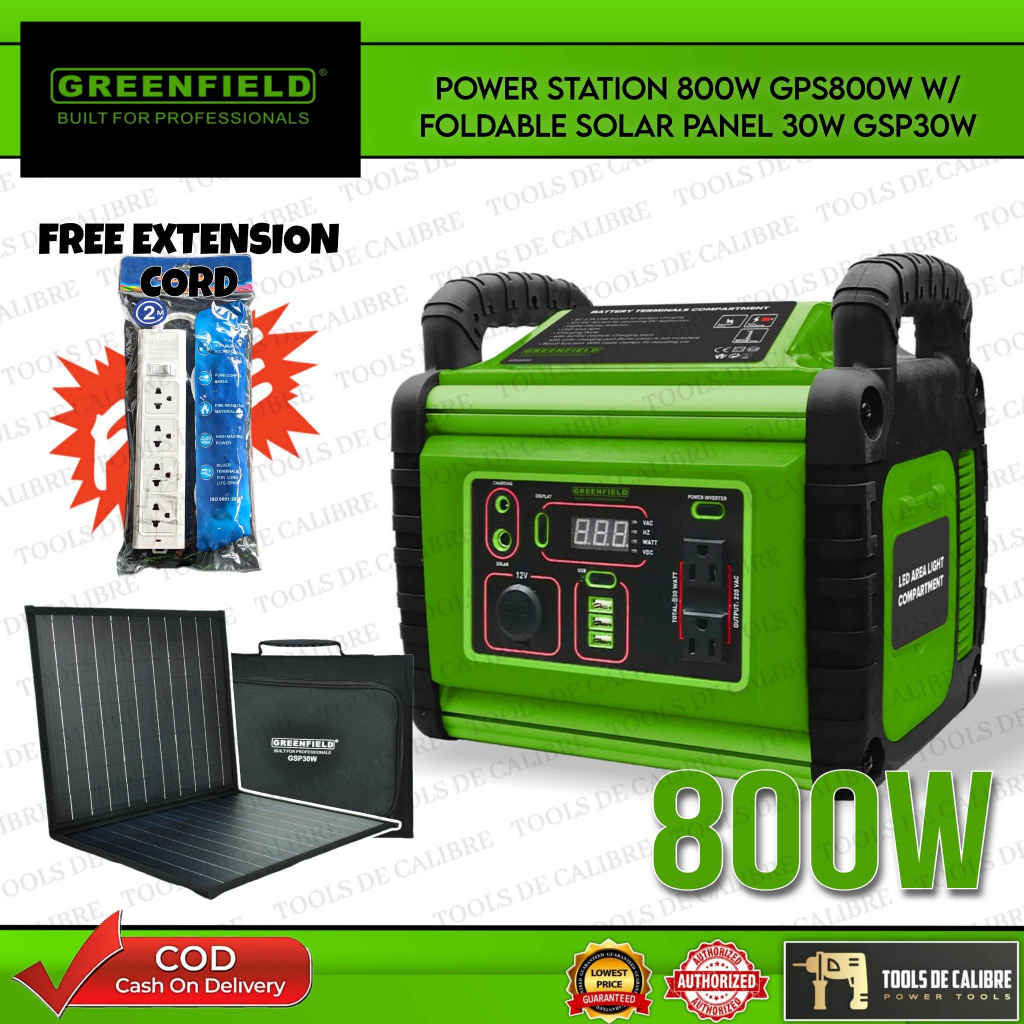 GREENFIELD Power Station 800W GPS800W w/ Foldable Solar Panel 30W ...