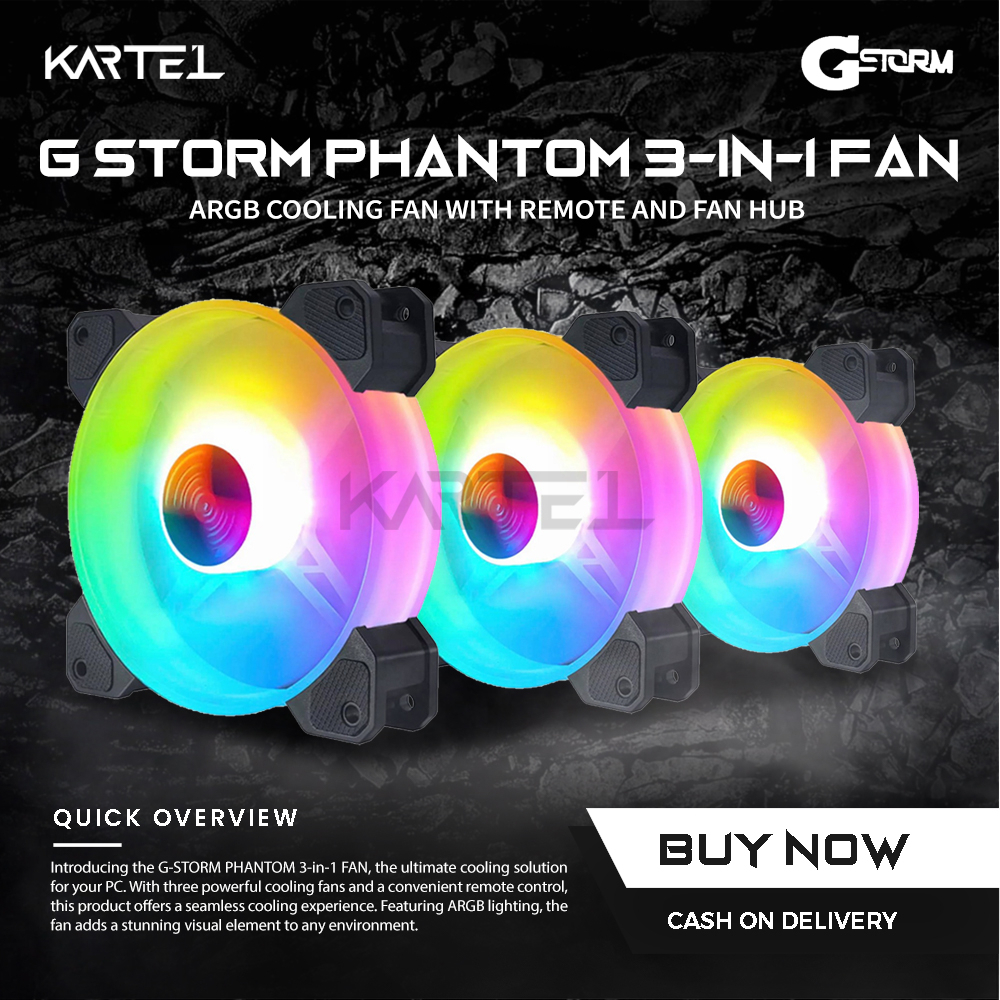 G STORM PHANTOM FAN 3 in 1 ARGB Cooling Fan with Remote and Fan Hub ...