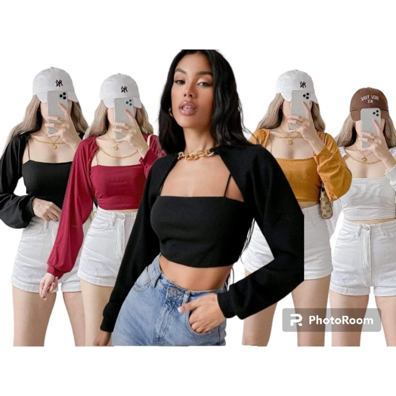 Valu$hop Akisha 2 in 1 Chain Top/Strappy with Cardigan/Trendy Fashion ...