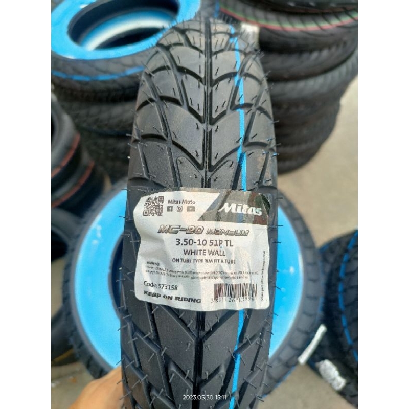 3.50-10 (PX-150) MC 20 white wall tubeless (mitas) | Shopee Philippines