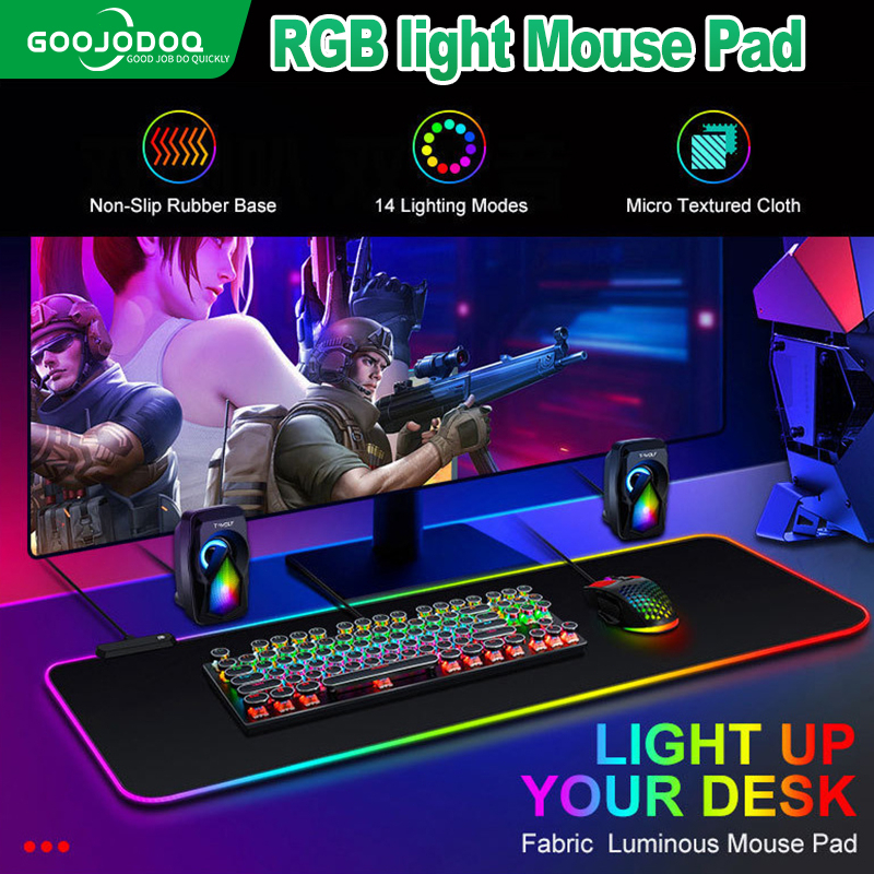GOOJODOQ Mouse Pad Extended RGB with LED Light Gaming Long Large Size ...