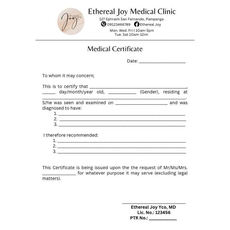 MEDICAL CERTIFICATE | PRESCRIPTION PAD | LABORATORY DIAGNOSTIC REQUEST ...
