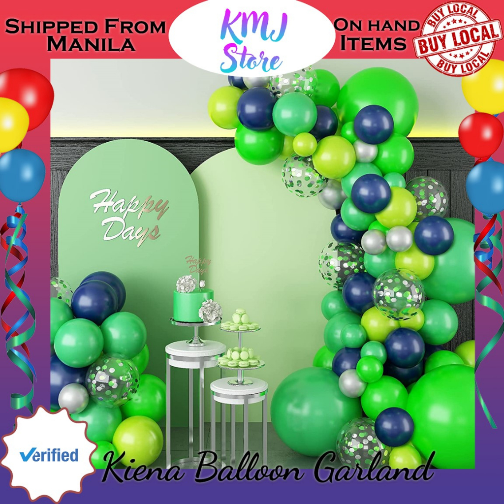 Kiena Balloon Blue and Green Balloon Garland Arch Kit, 100 PCS Lime ...