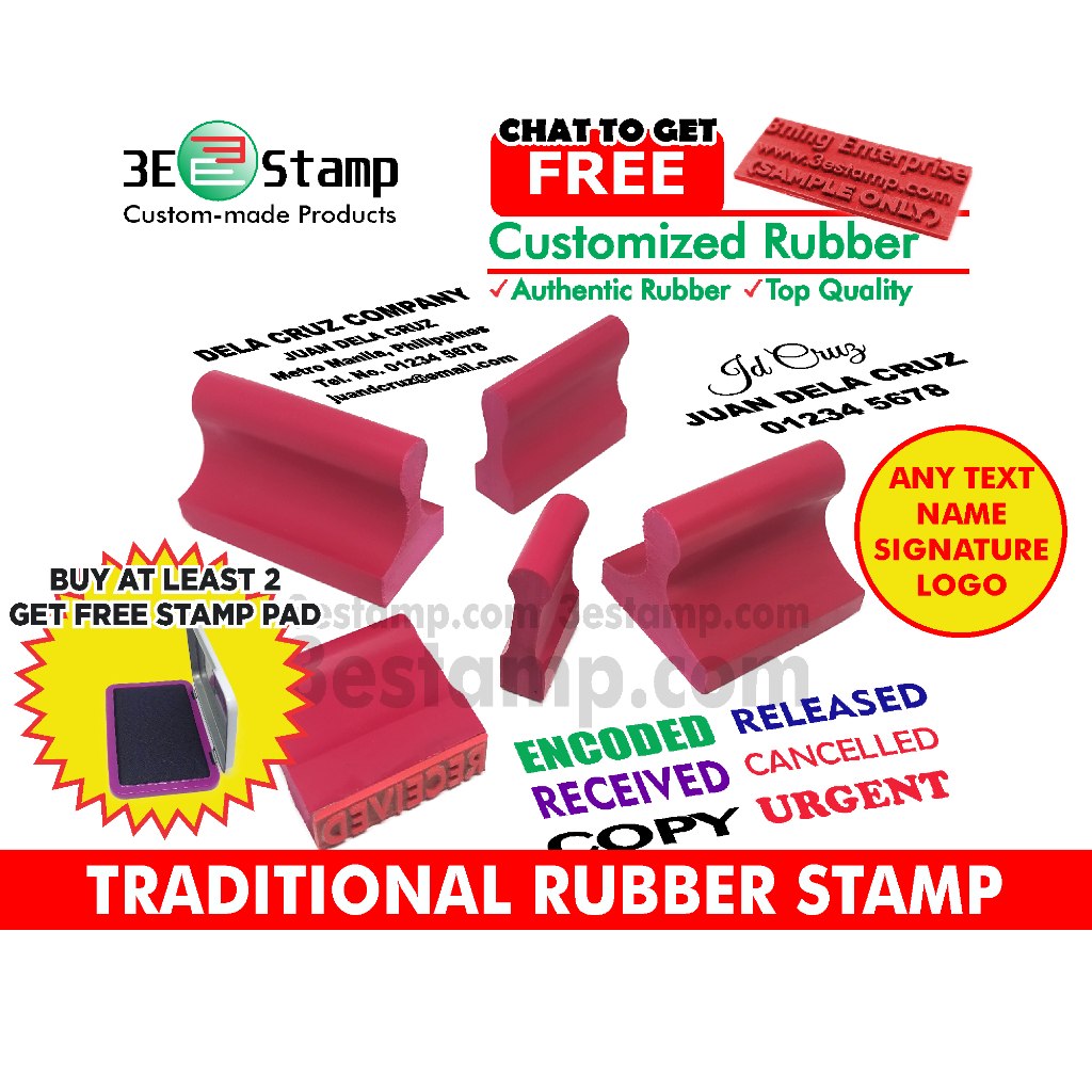 3E STAMP Manual Rubber Stamp SMALL Handle / Personalized Stamp | Shopee ...