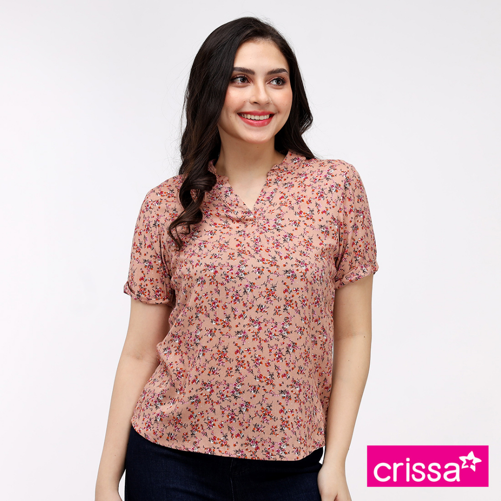 Crissa Woven Printed Rayon Short Sleeves Blouse CSLT18-0005 | Shopee ...