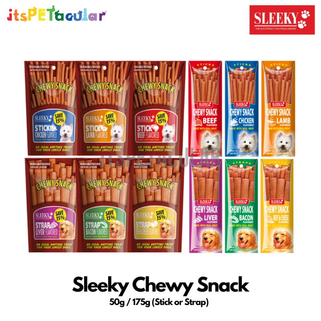 Sleeky Chewy Snack Dog Treats Stick / Strap (50g or 175g) | Shopee ...