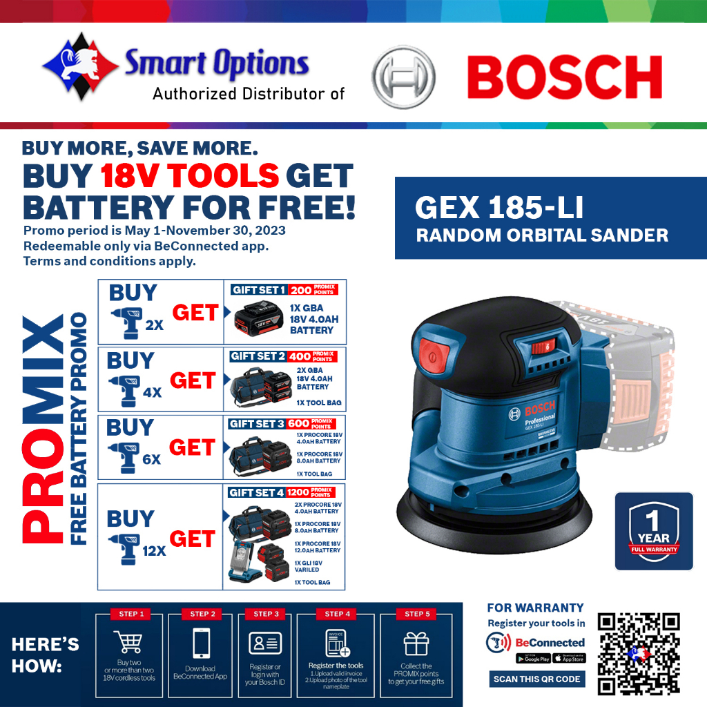 BOSCH GEX 185-LI RANDOM ORBITAL SANDER | Shopee Philippines