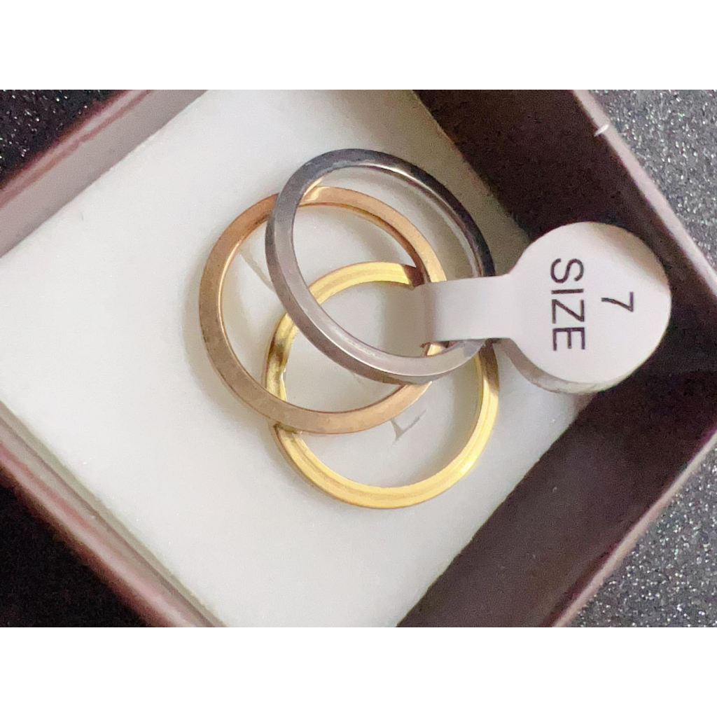 NEW DESIGN 3COLOR RING STAINLESS STEEL (GOLD ROSEGOLD SILVER)3IN1 SET ...