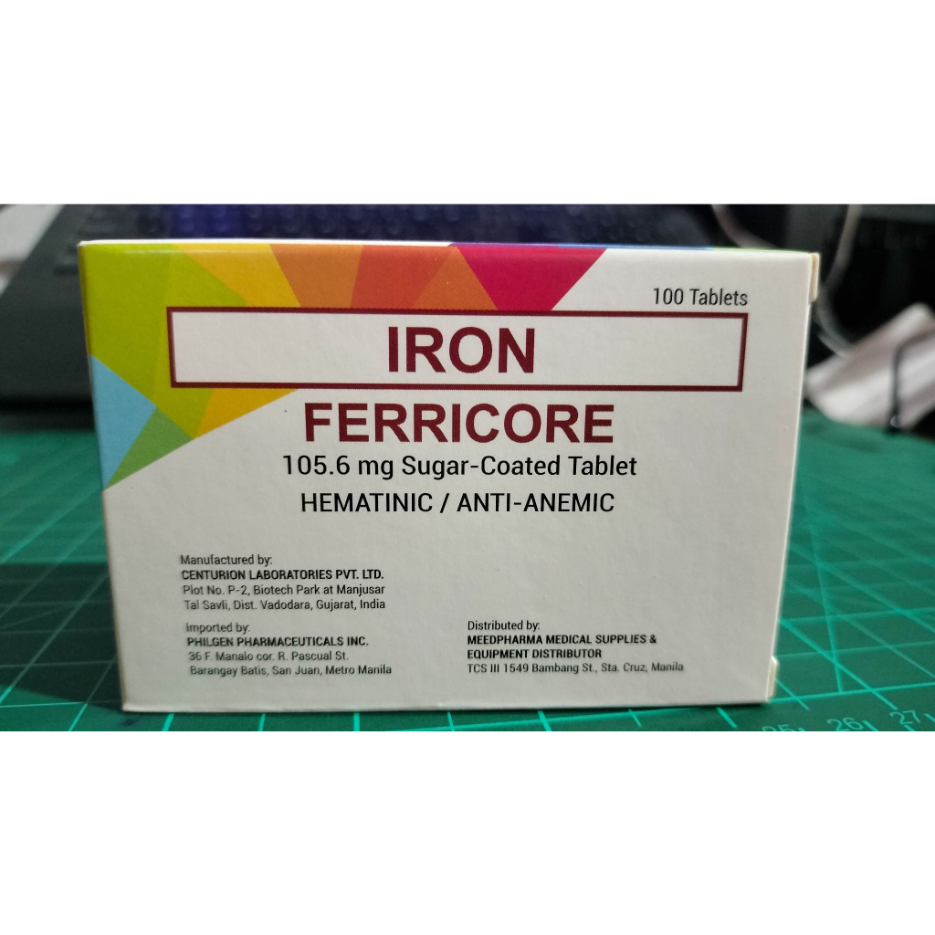FERRICORE FERROUS SULFATE 105.6 mg 100 Tablets ANTI-ANEMIA | Shopee ...
