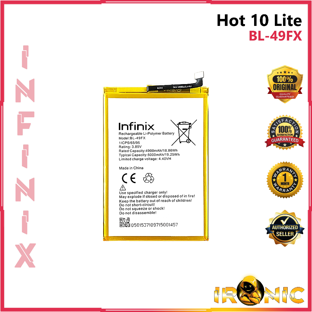 Infinix Hot 10 Lite Battery Model BL-49FX Original Equipment ...