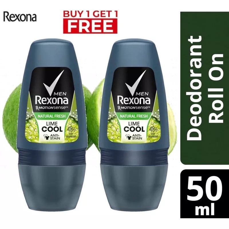Rexona Men Buy 1 Take 1 Lime Cool Natural Fresh Roll-On Deodorant 45ml 48Hours | Shopee Philippines