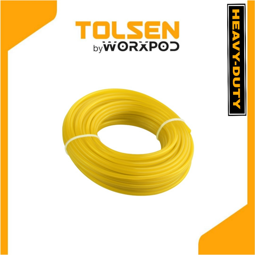 TOLSEN Grass Trimmer Line Square Shape (3mmx15m) | Durable Replacement Spool for Grass Cutter ...