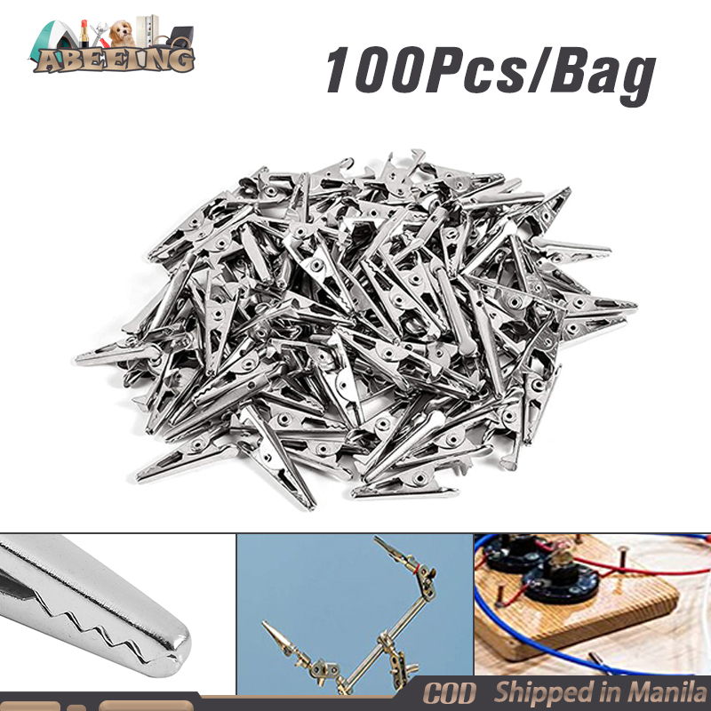 100Pcs 35mm Mini Metal Alligator Clips Nickel Plated Test Line Spring ...