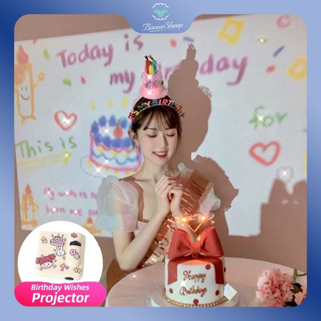 INS Projection Lamp Happy Birthday Light Projector Girl Couple Party ...