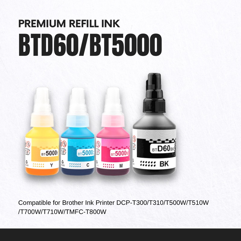 New Bt5000 Btd60 Compatible Refill Ink For inkjet Dcp-T300/T500w/ T700w ...